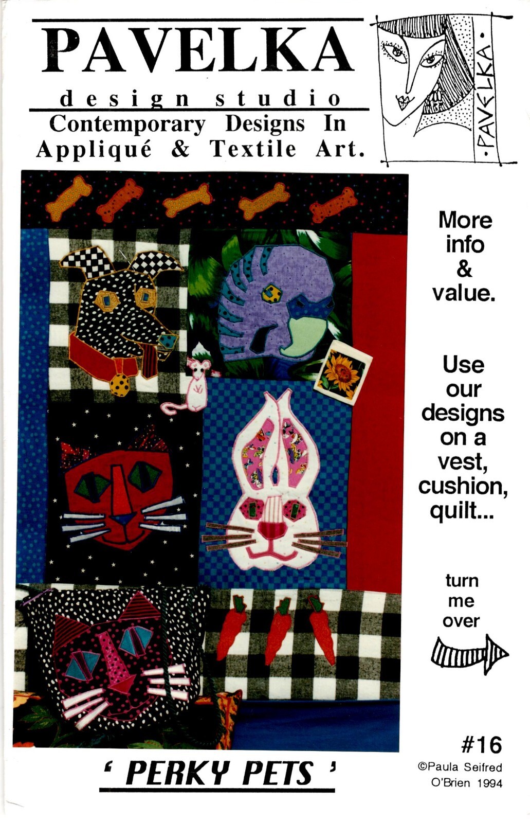 Perky Pets Applique Sewing Pattern Uncut by Pavelka Design Studio #16 ...