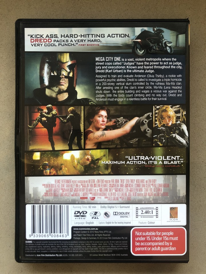 Dredd (DVD 2012) Region 4 Action, Crime, Science-Fiction Karl Urban ...