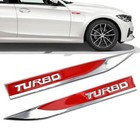 1 Pair Left+Right Red 3D Metal TURBO Logo Sport Emblem Badge Car ...