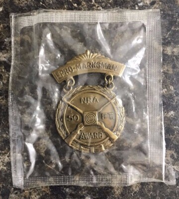 Vintage Rifle NRA Pro Marksman 50 FT Award Medal Pin NOS | eBay