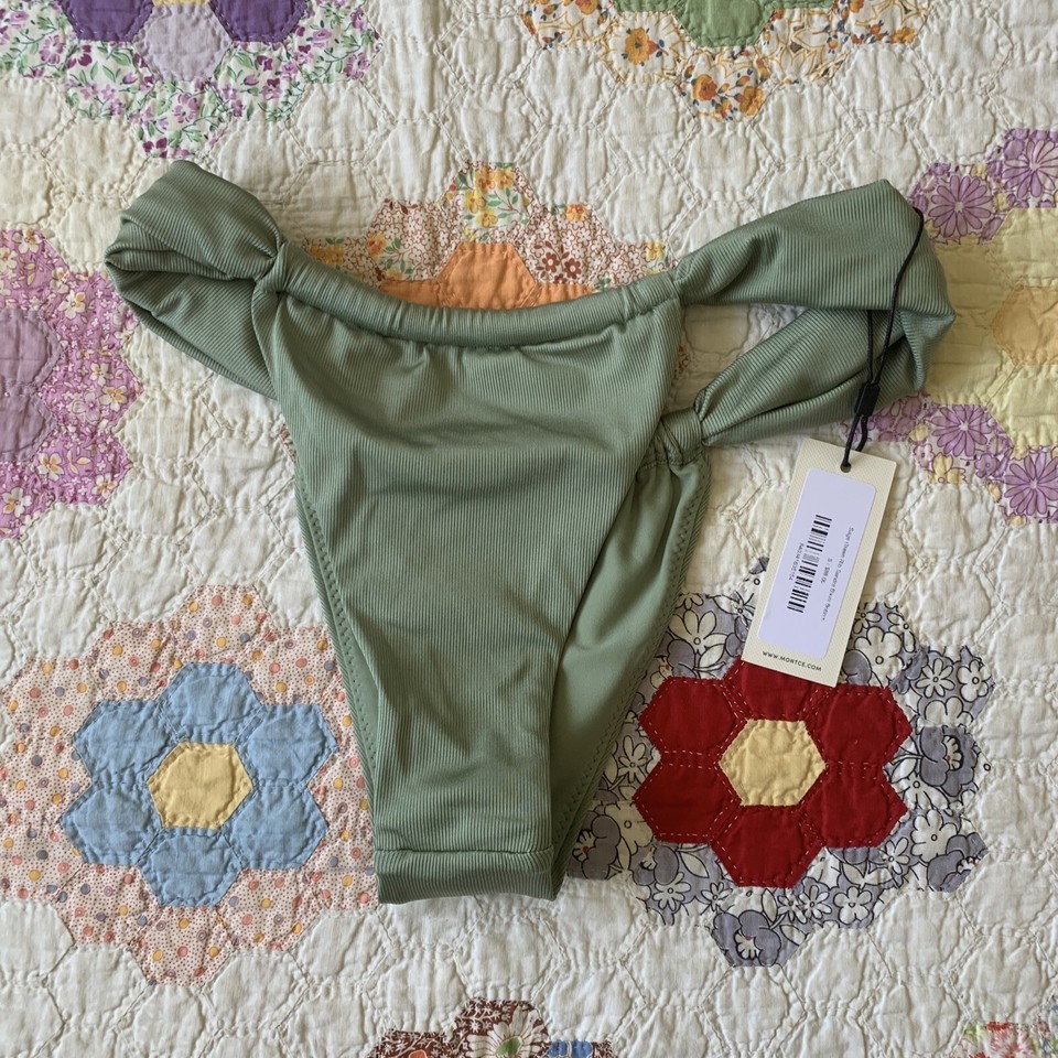 NWT Montce Swim Sage Green Rib Sandra Brazilian Bikini Bottom Women's ...