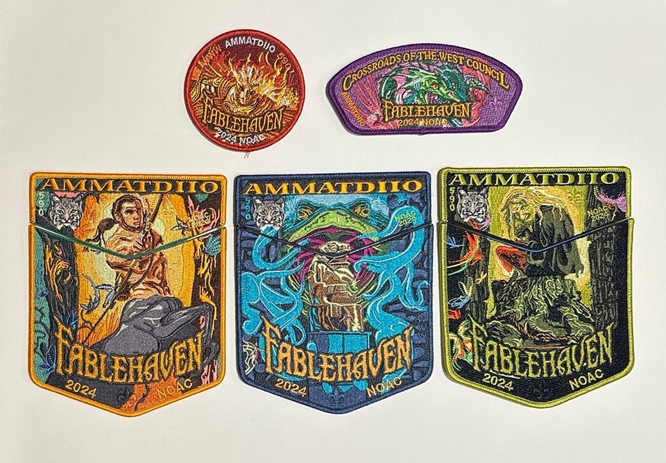 OA BSA PATCHES NOAC 2024 AMMATDIIO LODGE FABLEHAVEN 8-PIECE SET RARE ...