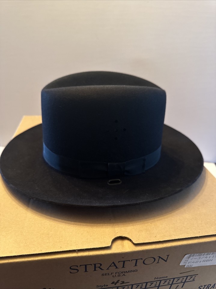 NEW Stratton Sheriff Style FELT Hat 42 Double Brim Oval BLACK *Multiple ...
