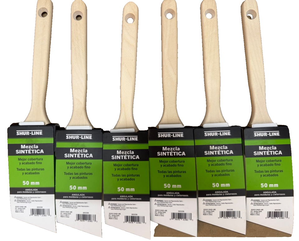 Lot of 6 Shur Line Synthetic Blend Professionals Angled Paint Brush | eBay