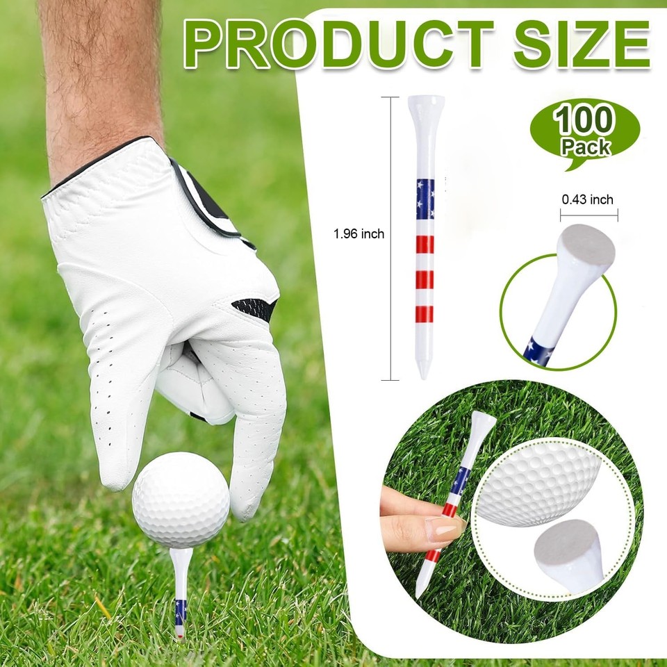 Golf Tees 3-1/4" Durable Bamboo Tees 100 Pack, Friendly Biodegradable ...