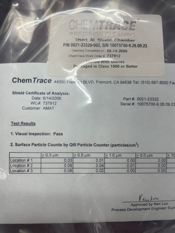 AMAT 0021-23332 SHIELD, UPPER, STRAIGHT, SIP II 200MM (PRECLEANED) | eBay