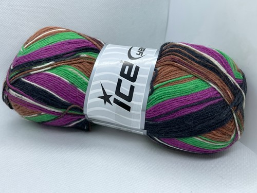 Magenta Green Black Brown 74136 Ice Colorway Sock Yarn 100g Superwash ...
