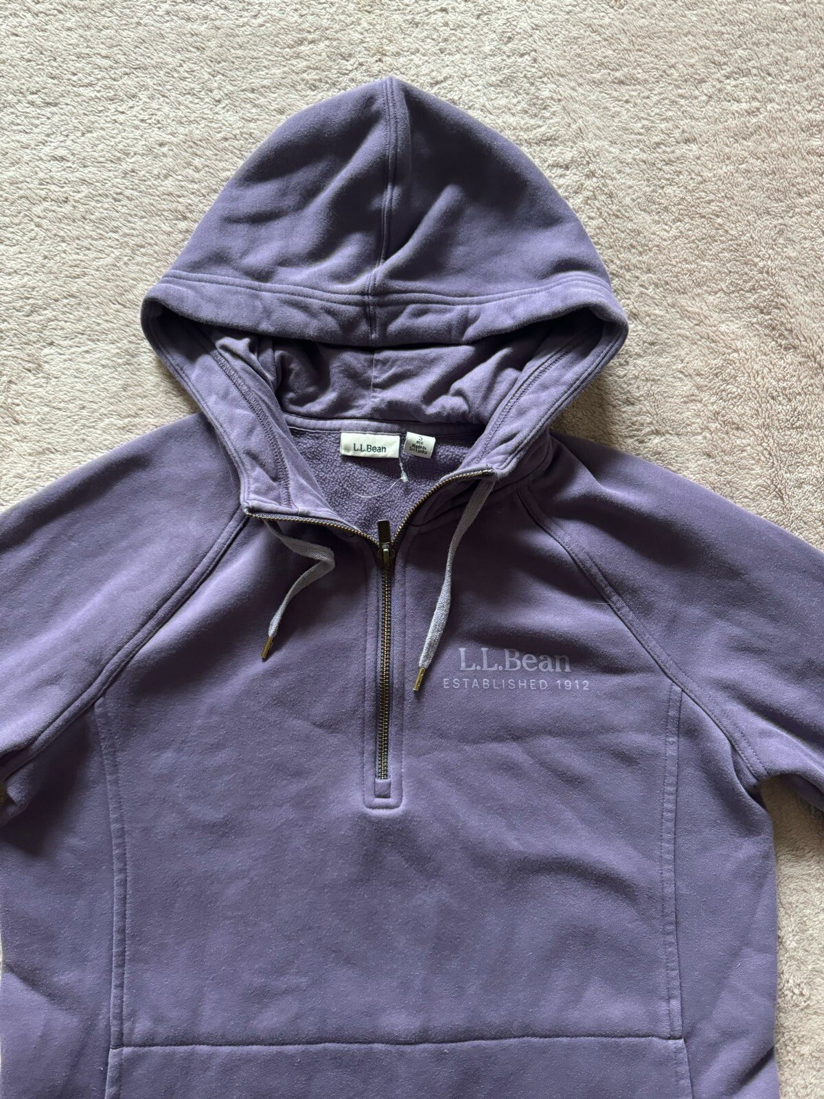 LL Bean Women’s Sweater Pullover Long Sleeve Hooded 1/4 Zip Embroidered ...