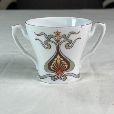 Antique Art Nouveau PORCELAIN Two Handled TEA CUP - Austria Cloverleaf ...