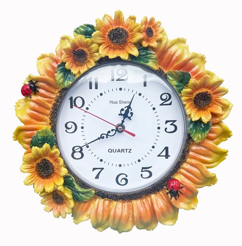 Sunflower Wall Clock 12 Inch Kitchen Wall Clock Hanging Realistic Look ...