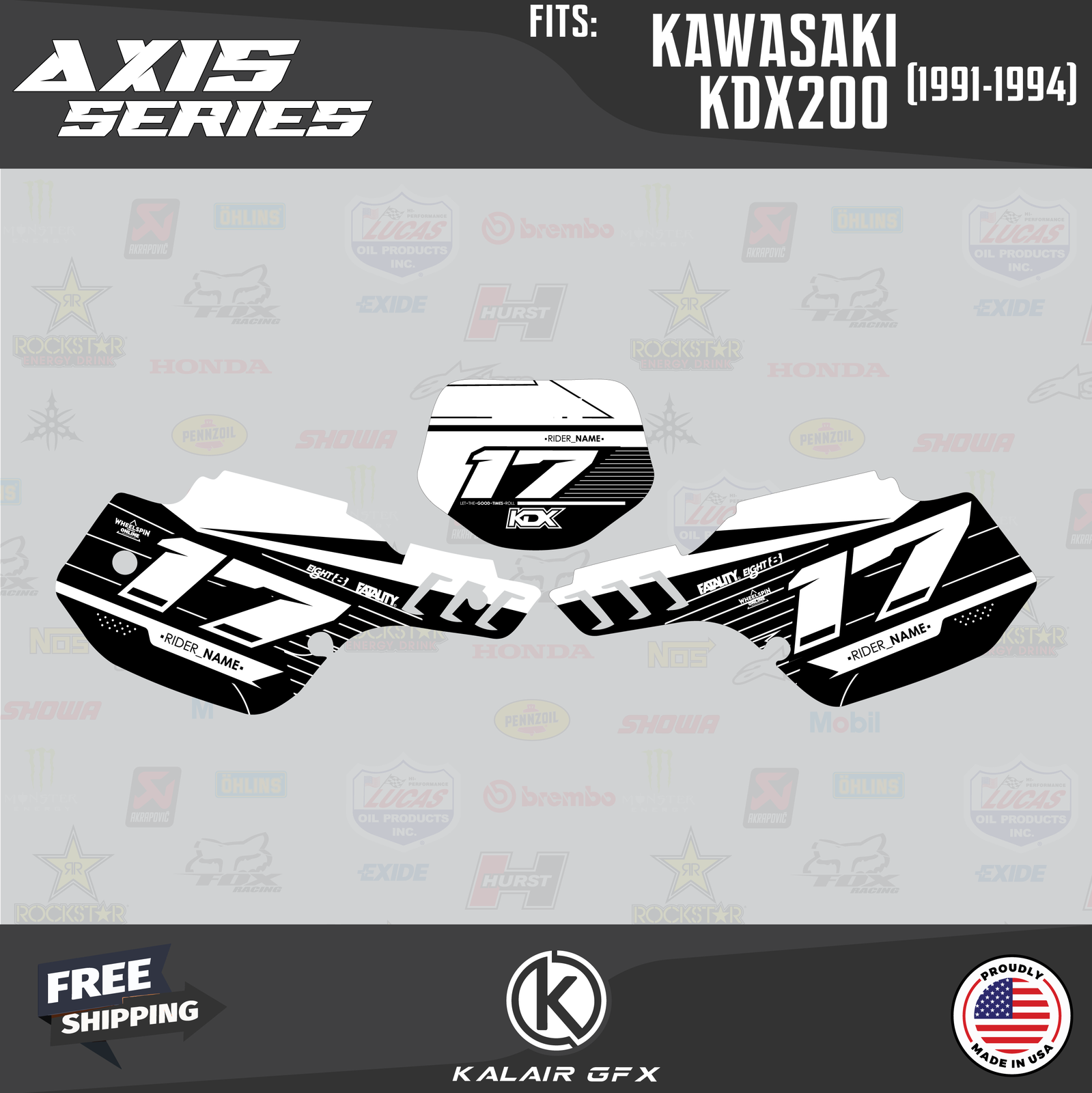 Graphics Kit for KAWASAKI KDX 200 (1991-1994) Axis - WHITE | eBay