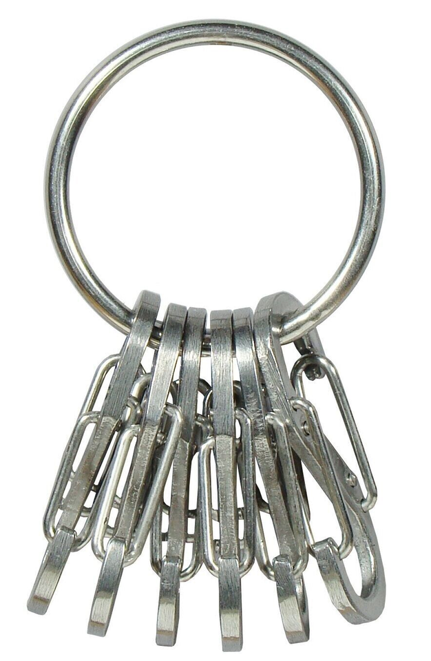 Nite Ize KeyRing Steel Stainless Keychain w/Six S-Biner Key Clips on ...