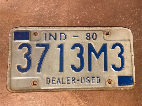 1980 Indiana License Plate Dealer Used Car # 3713 M3 w/ Registration ...