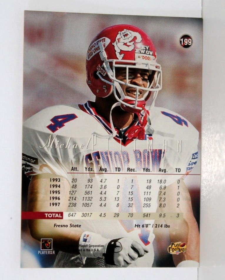 1998 Playoff Prestige Michael Pittman RED RC Card # 199 Fresno State | eBay