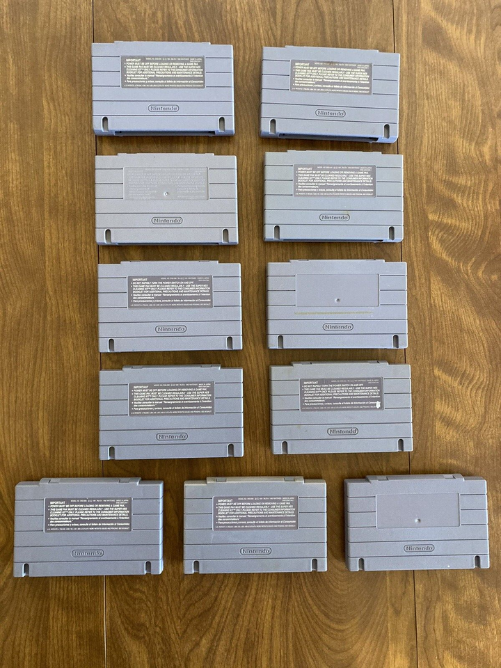Super Nintendo SNES 11 Game Lot - Donkey Kong, Mario, Bonk, Sunset ...