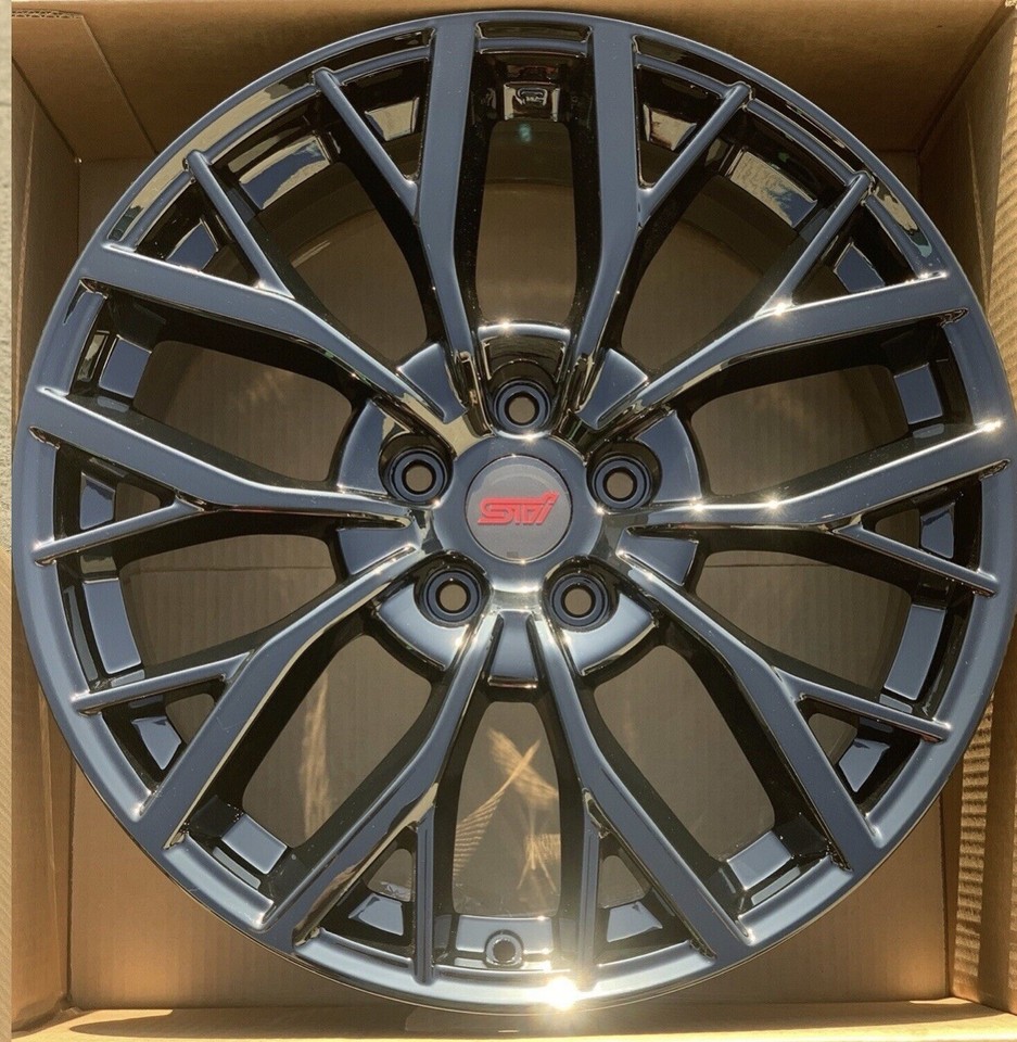 19" Subaru STi STI WRX Gloss Black Wheels Rims Rines Stock Factory OEM ...