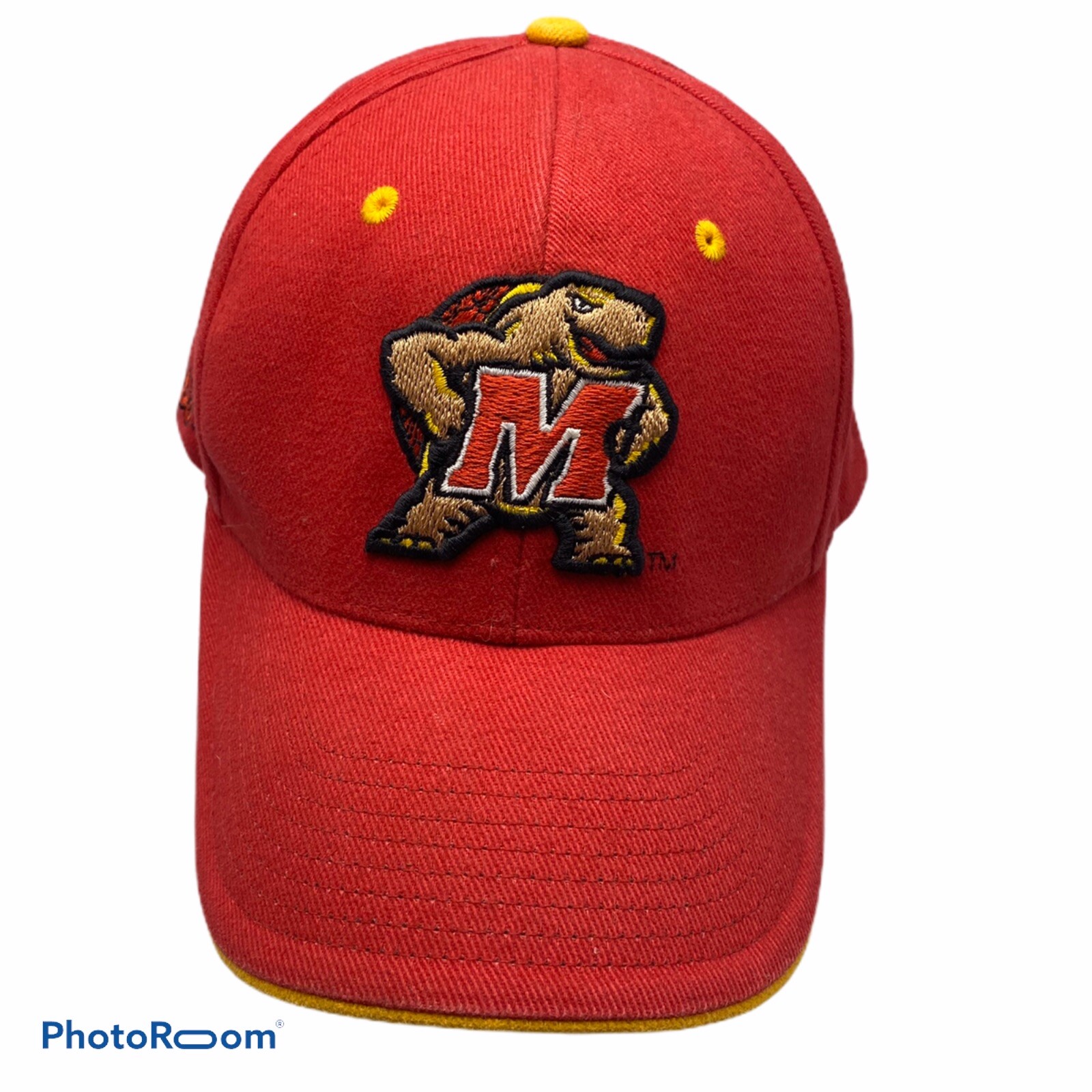 Maryland Terrapins Baseball Hat Cap Red Terps U of M Yellow Turtle M ...