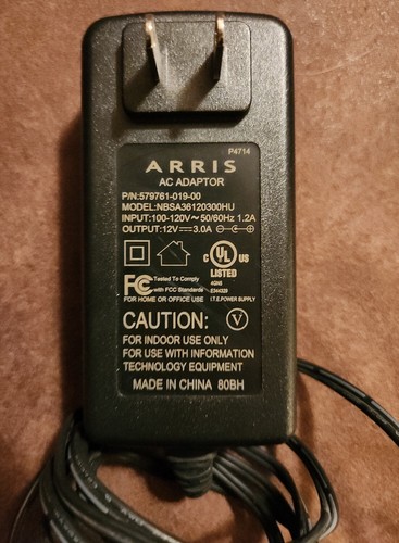 Power AC Adapter 12V 3.0A for AT&T U-verse ARRIS NVG589 Wireless Modem ...