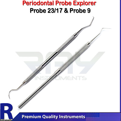 Set Of 2 Dental Probe 9 Explorer 23/17A Dental Periodontal Teeth ...