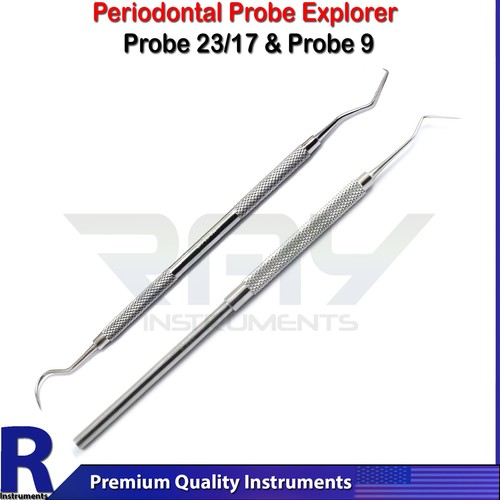 Set Of 2 Dental Probe 9 Explorer 23/17A Dental Periodontal Teeth ...