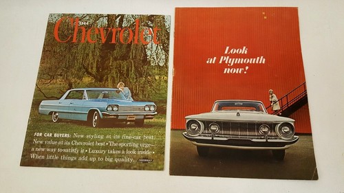 Vintage car dealer brochures 1964 Chevy Impala 1962 Plymouth Fury ...
