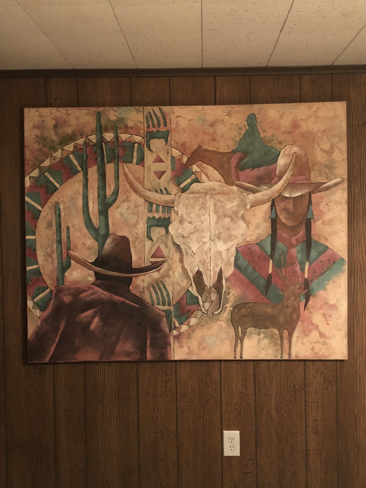 Rare Original Signed R. Atkins Southwestern Pueblo Indian Textured Art ...