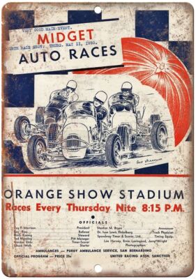 Midget Auto Races Orange Show Stadium Ad Reproduction Metal Sign A674 ...