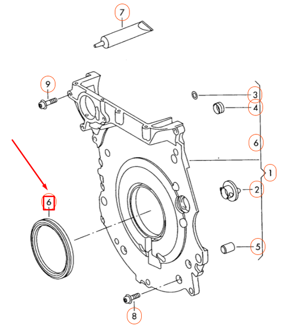 Genuine Volkswagen TRANSMISION End Crankshaft Oil Seal 070103051A for ...