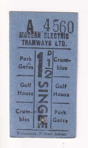 Eastbourne - Modern Electric Tramways tram ticket, 1 1/2d single | eBay UK