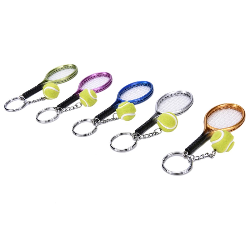 Metal Creative 3D Tennis Rackets Ball Key Chain Key Ring Gift Keychain ...