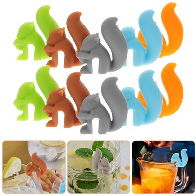 10 Pcs Silicone Wine Glass Drink Tags Charms Squirrel Shape Tea Bag ...