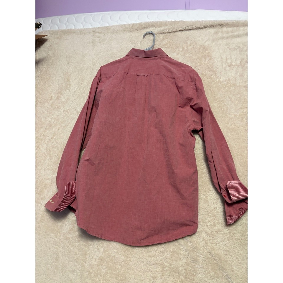 IZOD Mens Red Striped Cuff Button Down Shirt L/G | eBay