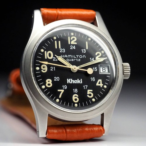 HAMILTON Khaki Quartz Watch 33mm Stainless Case New Leather Band | eBay ...