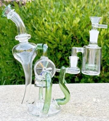 9" Glass Bong Windmill Spin Water Pipe Hookah Recycler Bubbler W/ Ash ...
