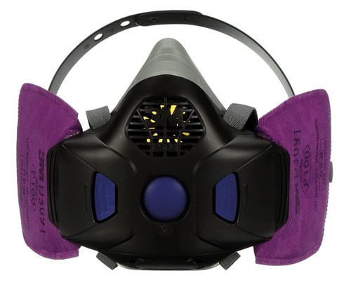 3M HF-803SD Half FACE MASK Respirator & 2- D3091 P100 Particulate ...