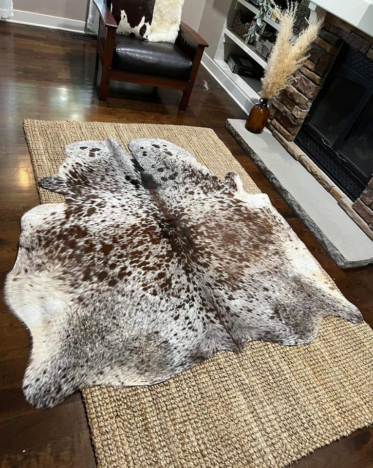 NEW REAL 100% COWHIDE RUGS TRICOLOR AUSTRALIAN COWS FUR SKINS CARPET ...