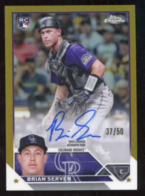 Brian Serven 2023 Topps Chrome Auto Rookie Gold Serial #d 37/50 Rockies ...