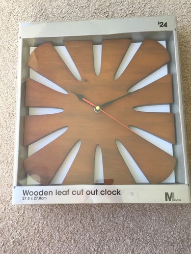Brand New Wooden Leaf Cut out Clock 27.8cm X 27.8cm | eBay Australia