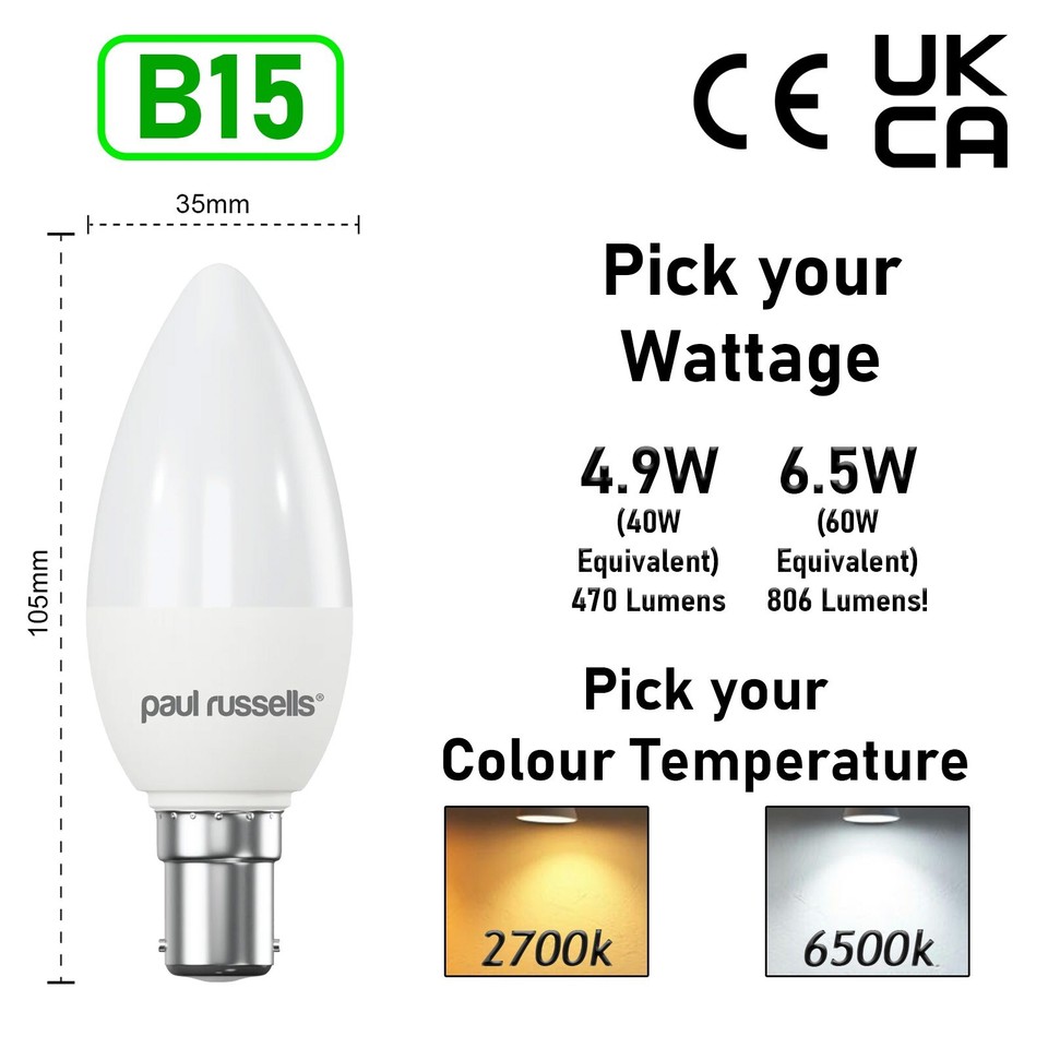 LED Candle Small Screw E14 Bulbs 25w 40w 60w Bayonet B22 B15 Screw E27 ...