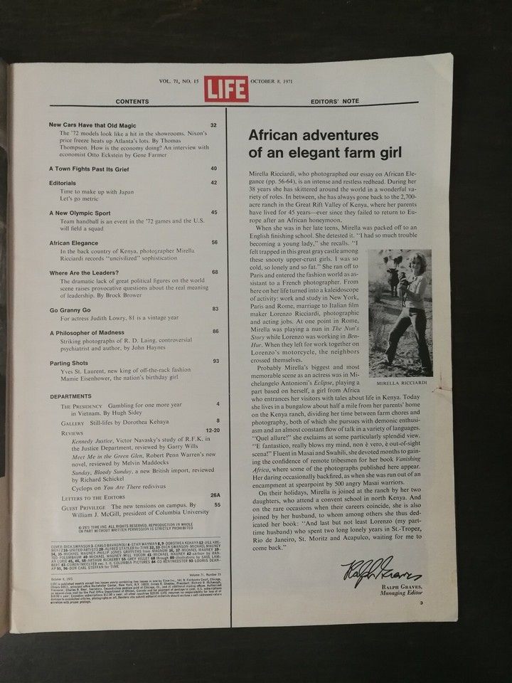 Life Magazine October 8 1971 American's Shopping For New Cars - African ...