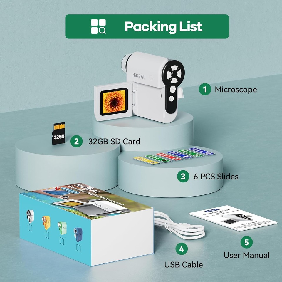 Pocket Digital Microscope 100X-1000X Magnification HD USB Coin ...