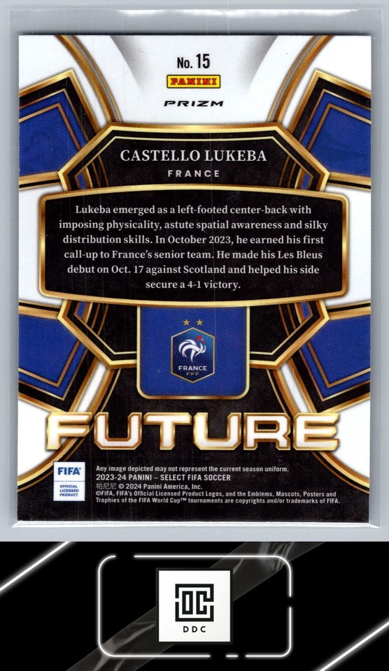 2023-24 Panini Select FIFA #15 Castello Lukeba Select Future | eBay