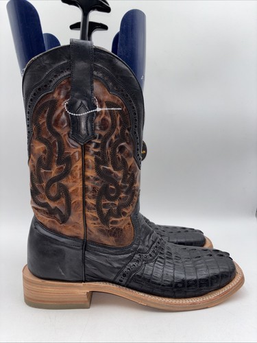 Corral Men's Embroidery & Overlay Black Caiman Rodeo Western Boots Size ...