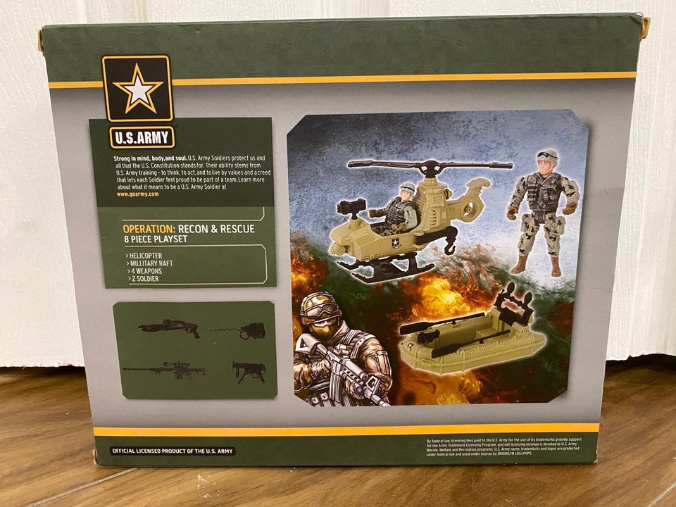 U.S. Army Operation Recon And Rescue 8 Piece Playset Helicopter & Raft ...