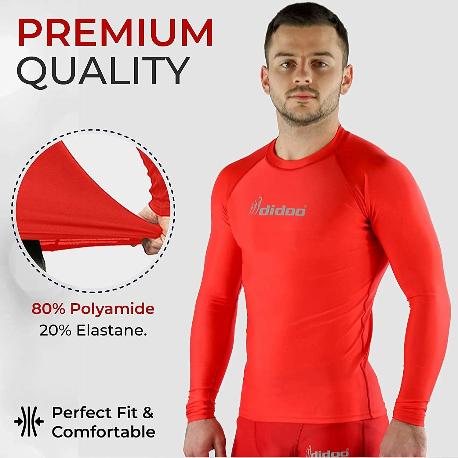 DIDOO Mens Compression Base Layer Winter Sports Top Long Sleeve Fit Gym ...