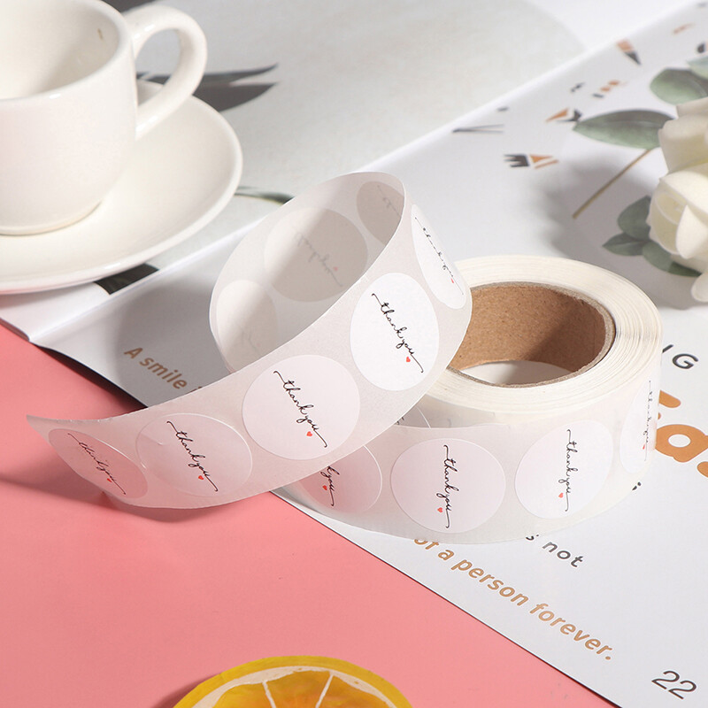 500pcs/roll Round White paper label sticker thank you sticker scrapbook ...
