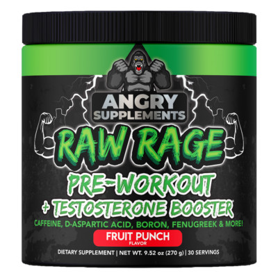 Pre Workout Powder Angry Supplements Raw Rage + Test Booster Drink ...