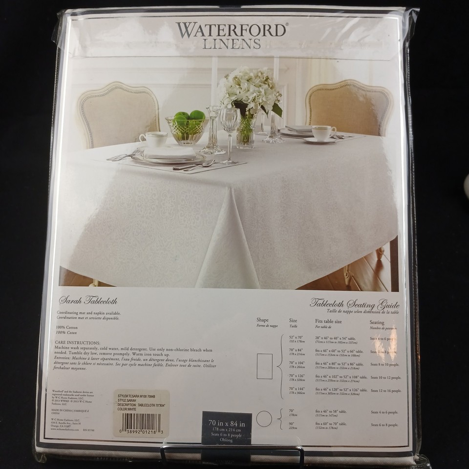 NEW White Waterford Linens Sarah Tablecloth Oblong 70" x 84 ...