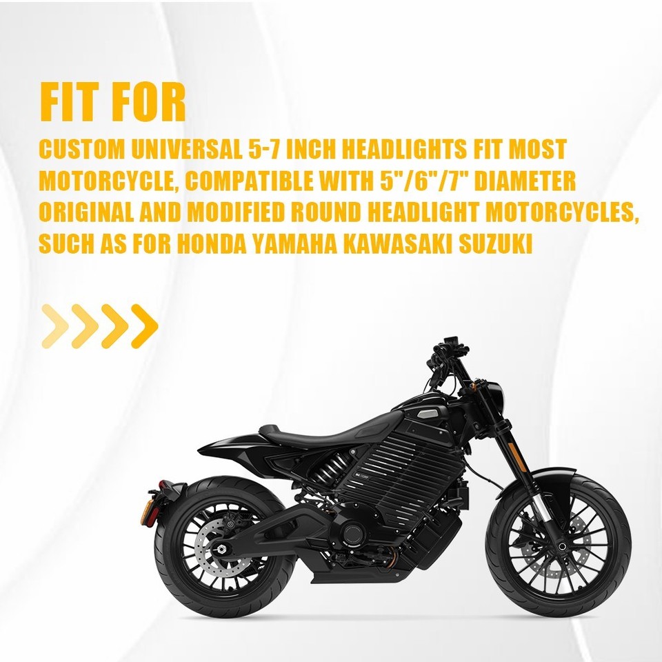 5" - 7"Headlight For Yamaha Honda Kawasaki Suzuki Motorcycle Windshield ...