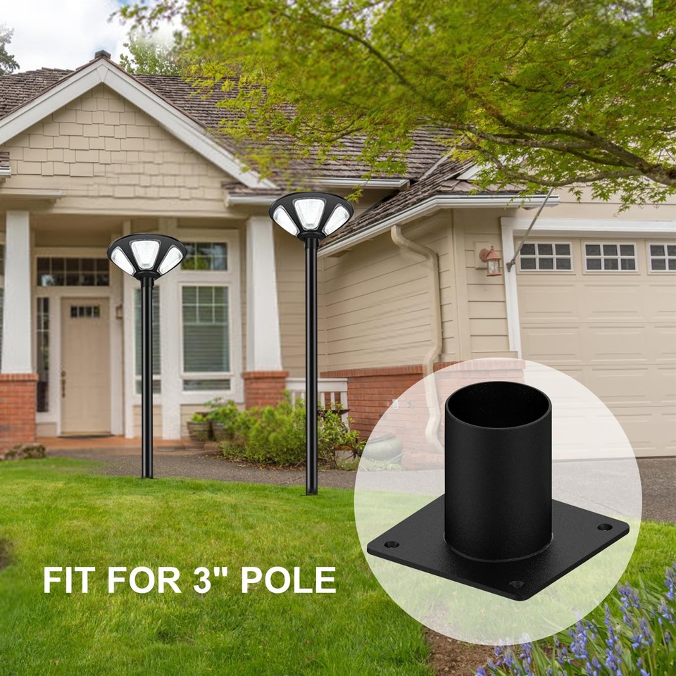 "2PCS Heavy-Duty Post Light Adapter 3"" Outdoor Pier Mount Base Black ...